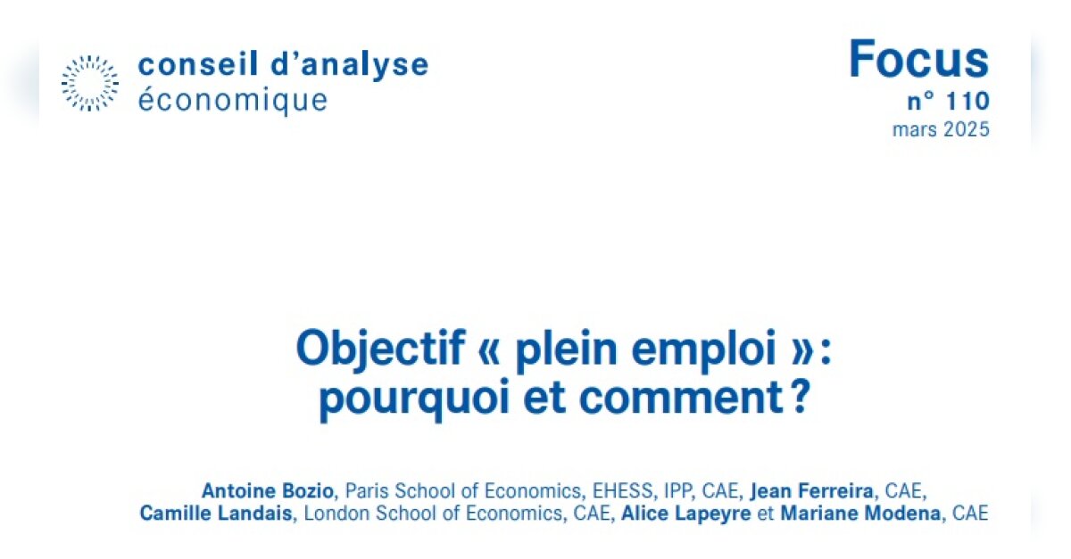News Tank RH - Étude "Objectif plein emploi : pourquoi et comment ?" (CAE, 04/03/2025)