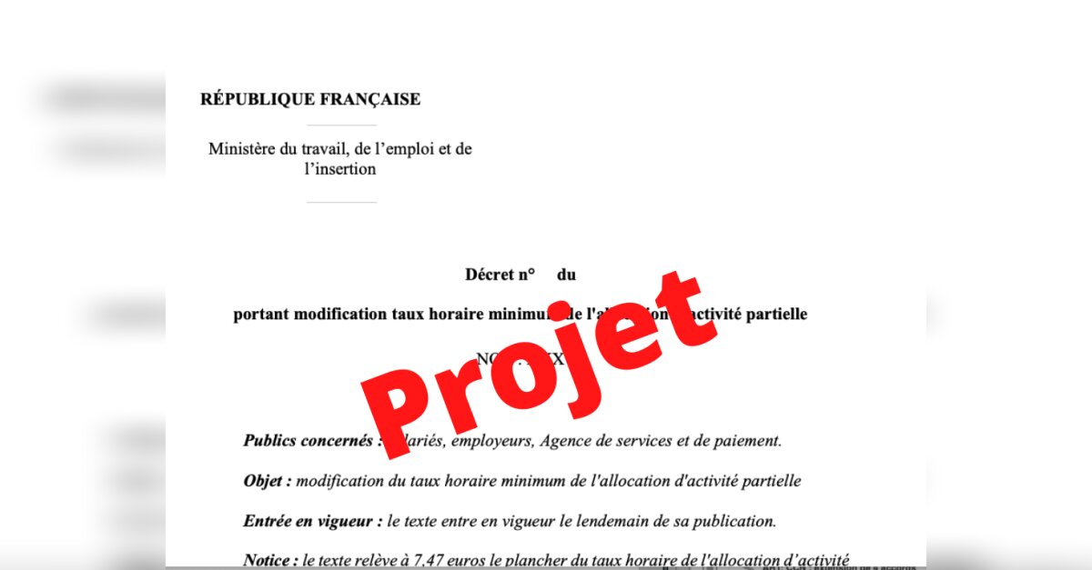 Activité partielle: taux horaire minimum augmenté au 01/10 après l ...