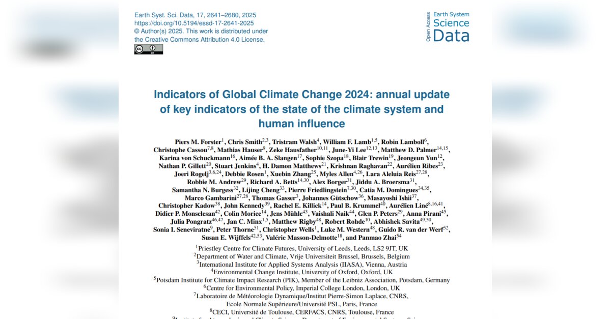 Indicators of Global Climate Change 2024: annual update of key ...