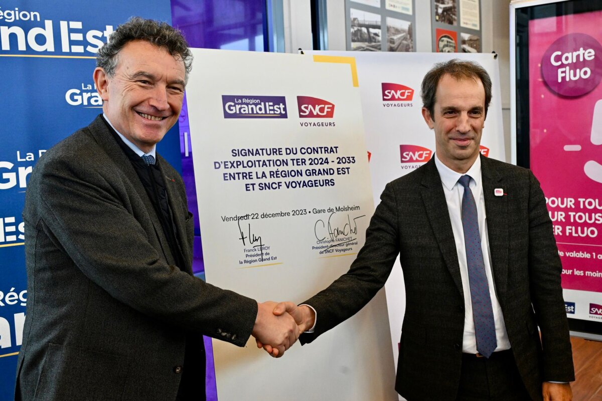 Région Grand Est: convention 2024-2033 signée avec SNCF Voyageurs ; 1 ...