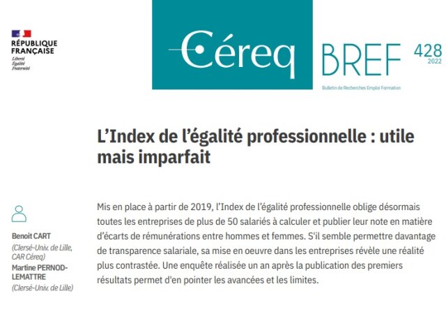 Index de l’égalité professionnelle : "Utile mais imparfait" (Céreq ...