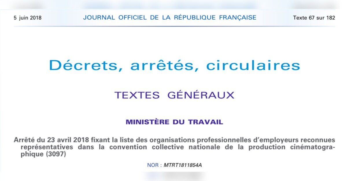 CCN production cinématographique: l'API, le SPI et l'UPC reconnues ...